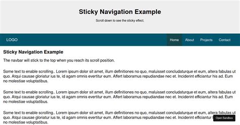 Sticky Navigation Codesandbox