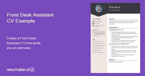 Front Desk Assistant Cv Sample And Guide Entry Level And Senior Jobs Front Desk Assistant Cv Sample And Guide Entry Level And Senior Jobs