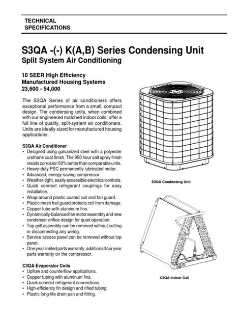 S3qa K A B Series Condensing Unit Split System Air