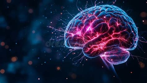 Vibrant 3D Render of Human Brain with Glowing Neurons and Synapses, Showcasing Intricate Neural ...