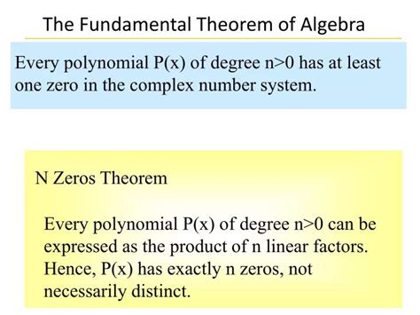 PPT Every Polynomial P X Of Degree N 0 Has At Least One Zero In The Complex Number System