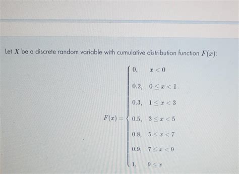 Solved Let X Be A Discrete Random Variable With Cumulative