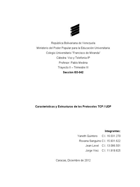 caracteristicas y estructuras de los protocolos tcp y udp pdf