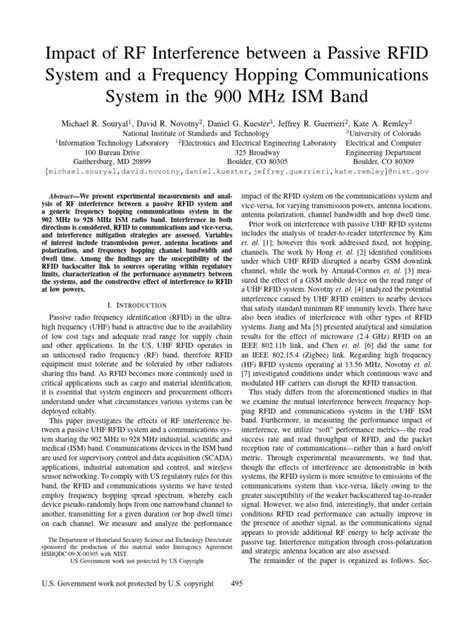 Impact Of Rf Interference Between A Passive Rfid System And A Frequency Hopping Communications