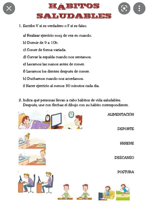 Hábitos Saludables Activity For 4º Primaria Artofit