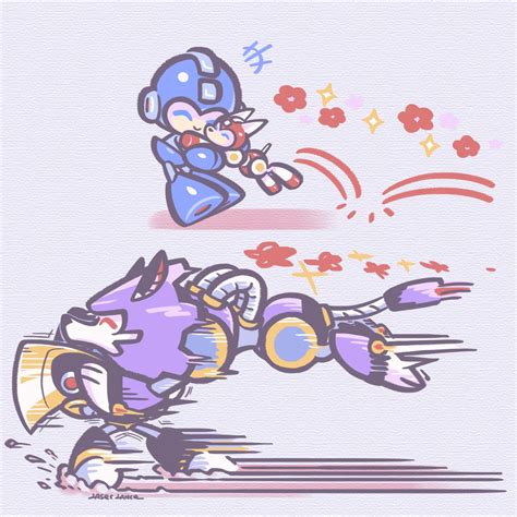 Mega Man Bass Rush And Treble Mega Man Drawn By Laser Lance Danbooru