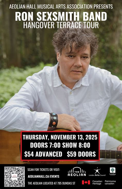 Ron Sexsmith Poster The Aeolian Hall