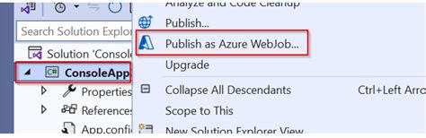 Is There A Way To Publish A Webjob On Azure With A Different Target