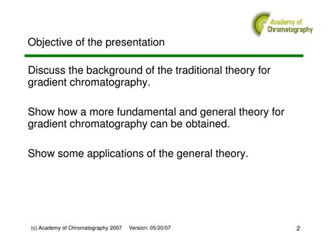 Ppt The Theory For Gradient Chromatography Revisited Powerpoint Presentation Id 228369