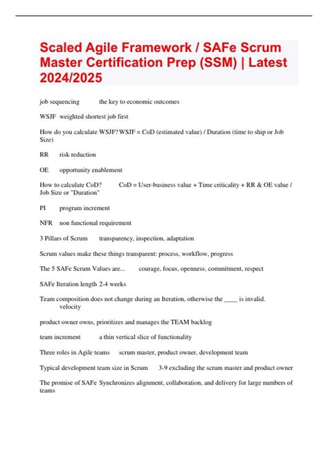 Scaled Agile Framework Safe Scrum Master Certification Prep Ssm