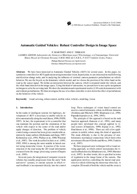 pdf automatic guided vehicles robust controller design in image space