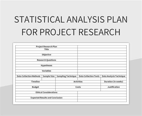 Statistical Analysis Plan For Project Research Excel Template And