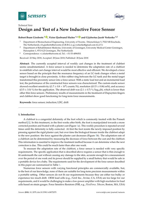 Pdf Design And Test Of A New Inductive Force Sensor