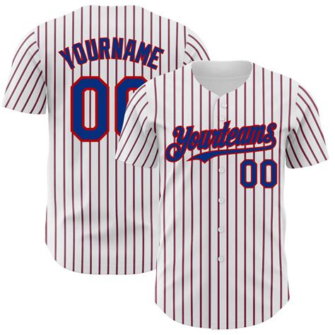 2024 Custom White Royal Red Pinstripe Royal Red Authentic Baseball