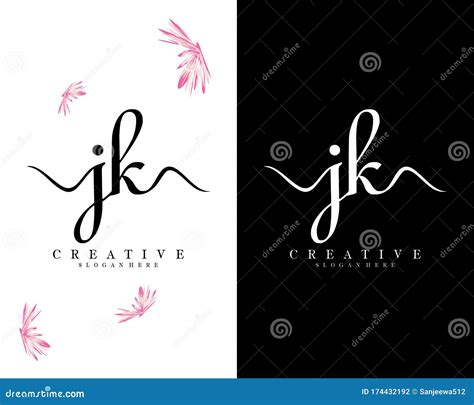 Handwriting Script Letter Jk Kj Logo Design Vector Stock Vector