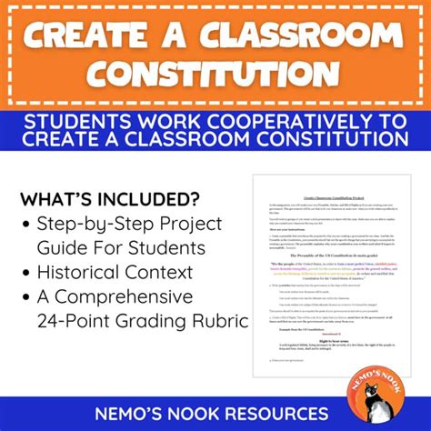 Project Create Own Classroom Constitution Great For Back To School