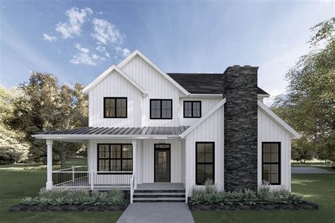 Plan 485009dug Two Story Modern Farmhouse Plan With Wrap Around Porch 2179 Sq Ft