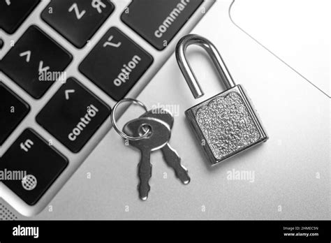 Computer Security Concept Padlock On Computer Keyboard Laptop In