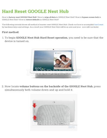 Hard Reset GOOGLE Nest Hub Manualzz