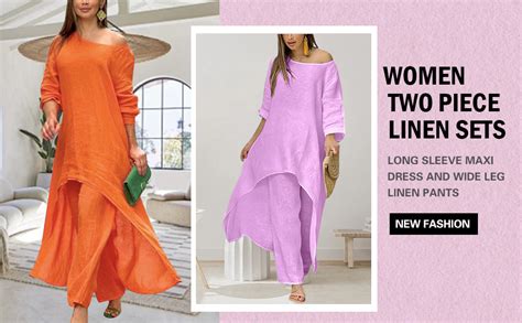 Dmoyala Cotton Linen Pant Suits Women Casual Sets 34 Sleeve Irregular Hem Dress Wide Leg Pants