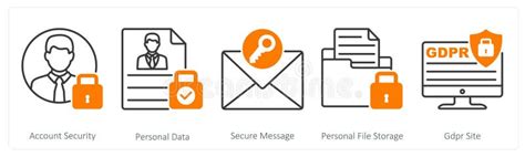 A Set Of 5 Gdpr Icons As Account Security Personal Data Secure