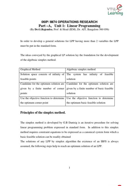 Unit 2 Lecturer Notes Of Linear Programming Of Or By Dr Pdf Linear