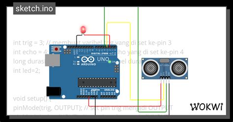 Sensor Ultrasonik Sketch Ino Wokwi ESP32 STM32 Arduino Simulator