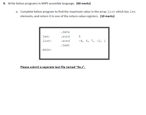 9 Write Below Programs In Mips Assembly Language