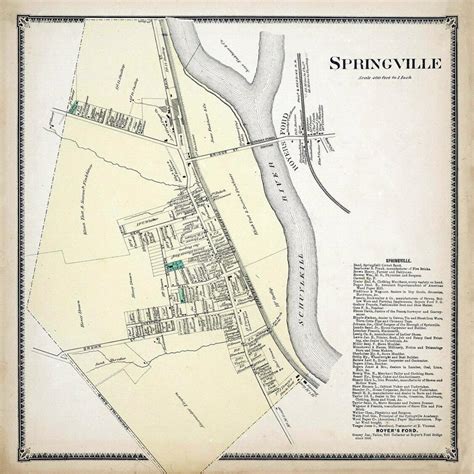 1873 Town Map Of Springville Chester County Pennsylvania Etsy