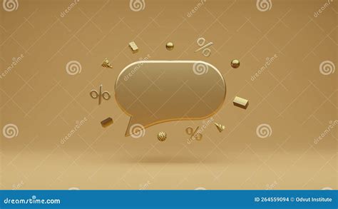3d Message Icon With Gradient Golden Background Chat Box In Social