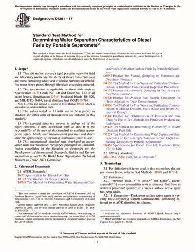 Astm D7261 17 Standard Test Method For Determining Water Separation