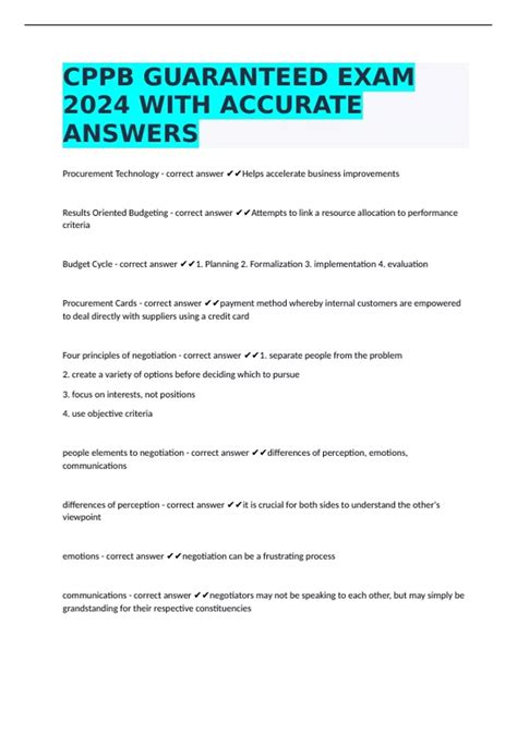 Cppb Guaranteed Exam 2024 With Accurate Answers Cppb Stuvia Us