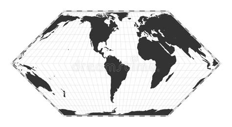 Vector World Map Eckert Ii Projection Plain World Geographical Map