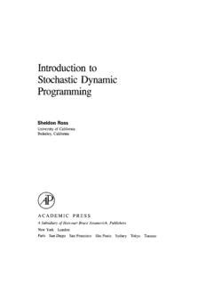 Introduction To Stochastic Dynamic Programming Introduction To Stochastic Dynamic Programming