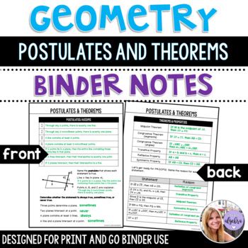 Geometry Postulates And Theorems Binder Notes By Iteachalgebra
