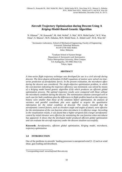 Pdf Aircraft Trajectory Optimization During Descent Using A Dokumentips