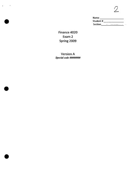Solutions To Exam 2 For Investments Financ 4020 Docsity