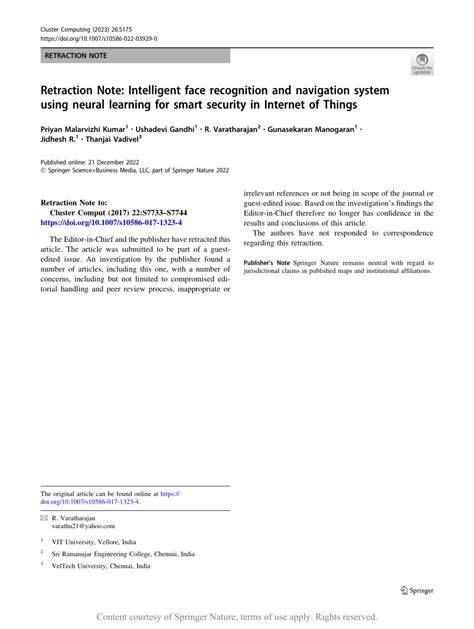 Retraction Note Intelligent Face Recognition And Navigation System
