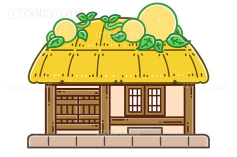 유토이미지 한국 전통 초가집 벡터 일러스트