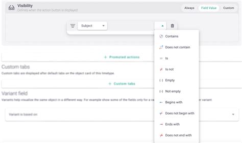 Custom Visibility Of Actions Lime Crm Platform Documentation