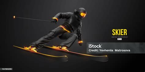 검은 배경에 스키의 추상적인 실루엣 트릭을 하는 스키어 남자 조각 벡터 그림 3차원 형태에 대한 스톡 벡터 아트 및 기타 이미지 3차원 형태 Championship