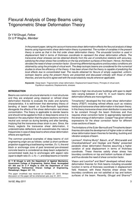 Pdf Flexural Analysis Of Deep Beams Using Trigonometric Shear Deformation Theory