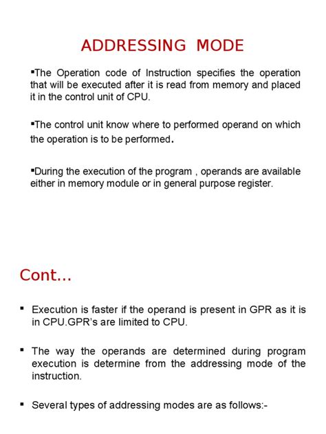 Addressing Mode Instruction Set Digital Electronics