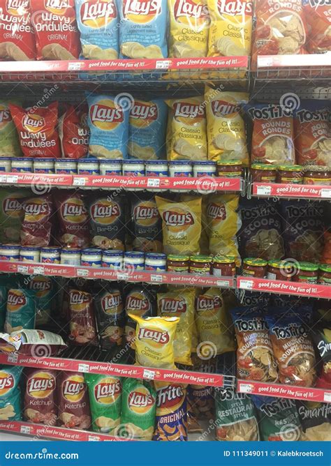 A Display Of Lays Chips In A Grocery Store Showing The Wide Array Of