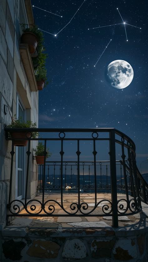 Free Moonlit Balcony Night Image Balcony Moonlight Night Download