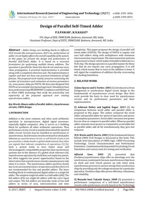 Pdf Design Of Parallel Self Timed Adder Dokumentips