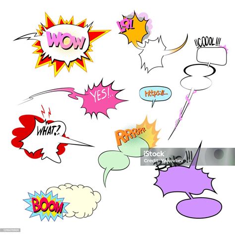 음성 버블 세트입니다 팝 아트 만화 스타일 패션 스케치 디자인 손으로 그린 벡터 그림 기포에 대한 스톡 벡터 아트 및 기타