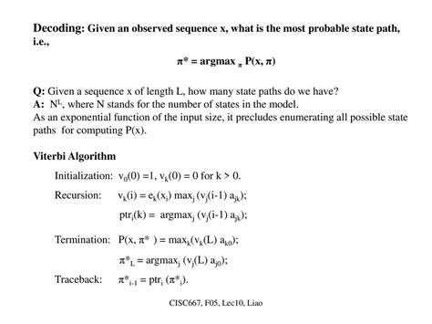 Cisc 667 Intro To Bioinformatics Fall 2005 Hidden Markov Models I