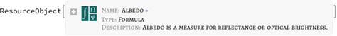 Albedo Wolfram Formula Repository