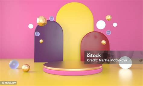 3d 추상적 배경 제품 디스플레이 3d 일러스트레이션을 위한 장면 형상 시상대형 모의 3차원 형태에 대한 스톡 사진 및 기타
